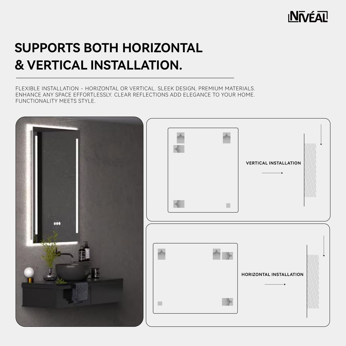 Mirage 24 in. W x 36 in. H LED Vanity Mirror – Niveal