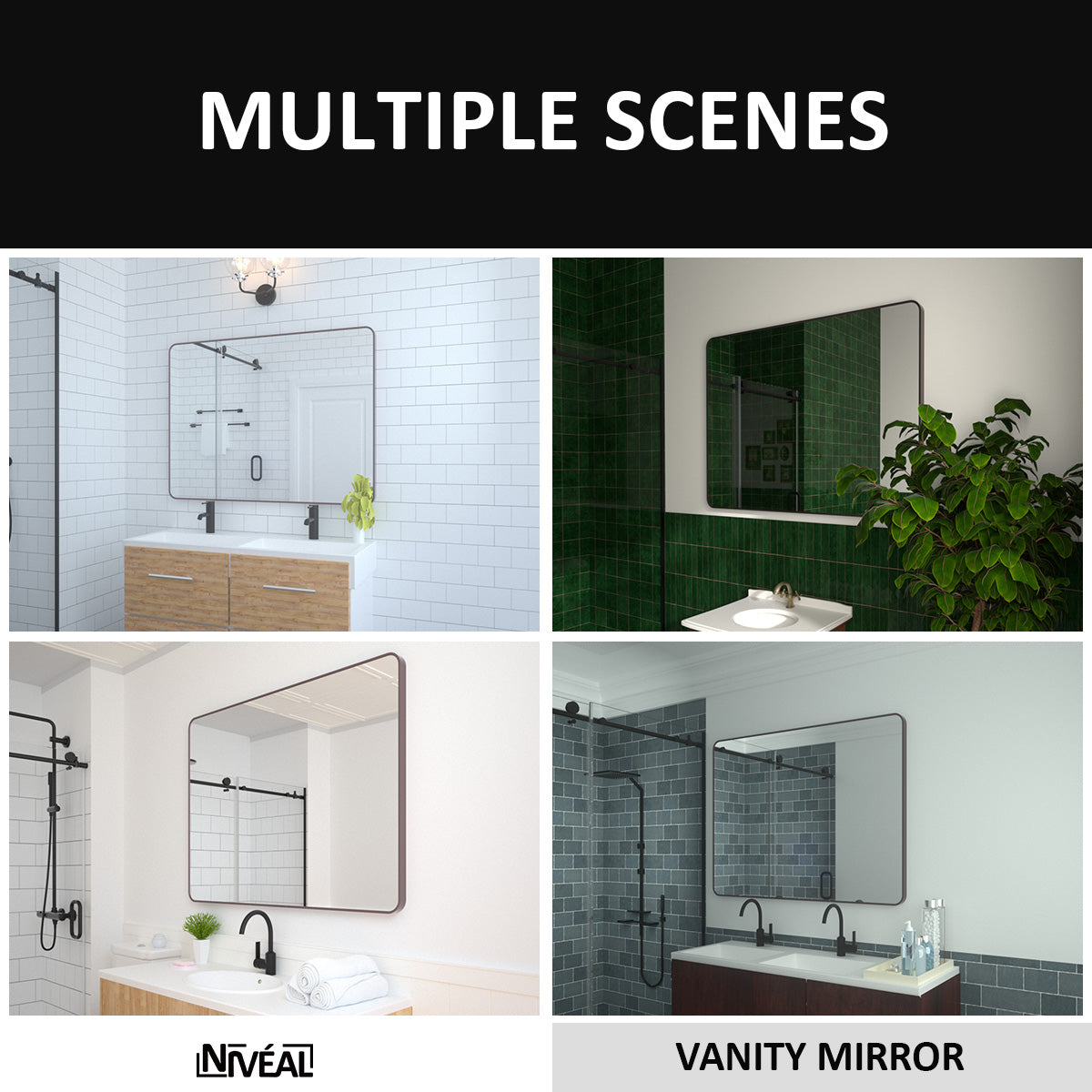 Paragon 48 in. W x 36 in. H Vanity Mirror in Oil Rubbed Bronze – Niveal