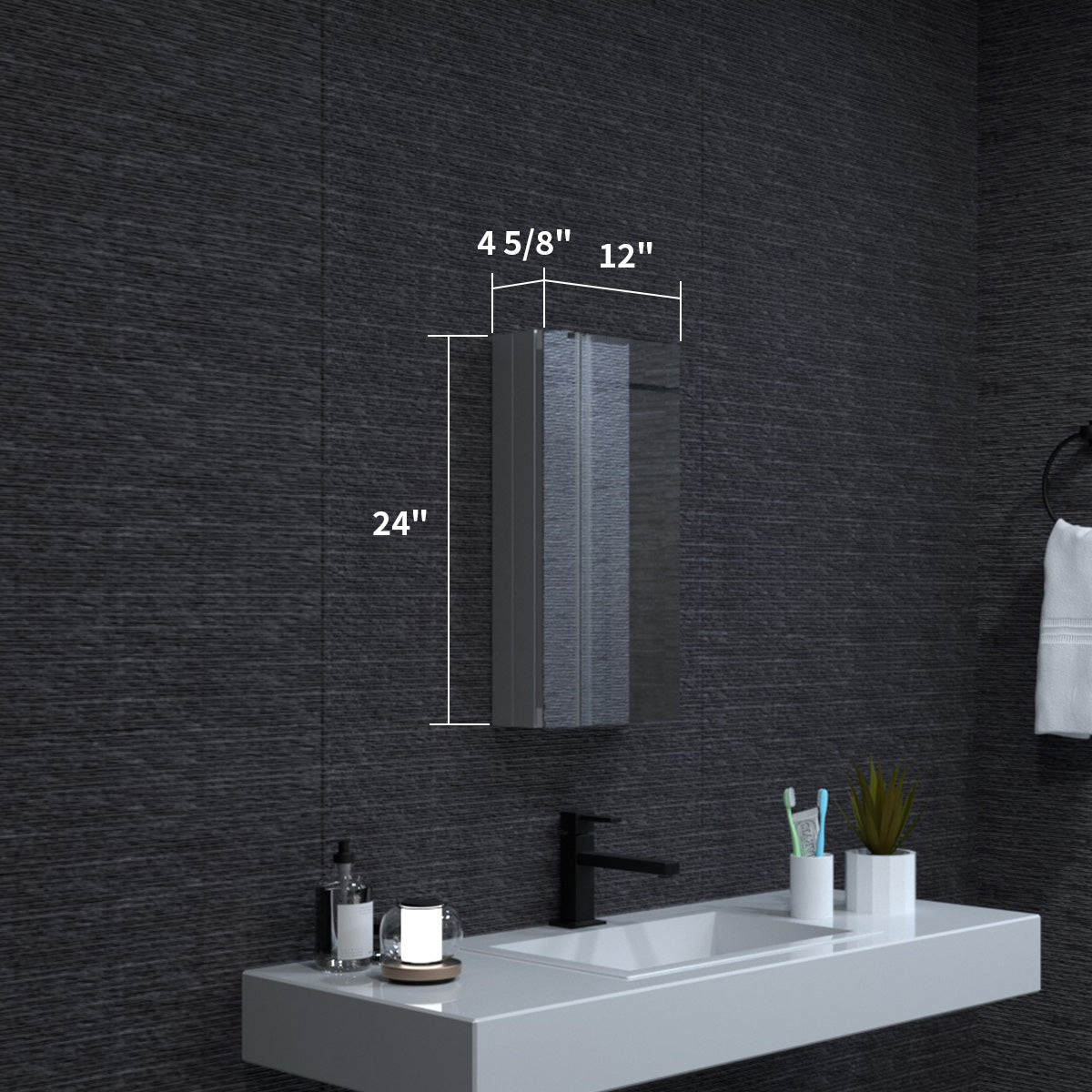 Commix 12 in. W x 24 in. H Silver Medicine Cabinet – Niveal