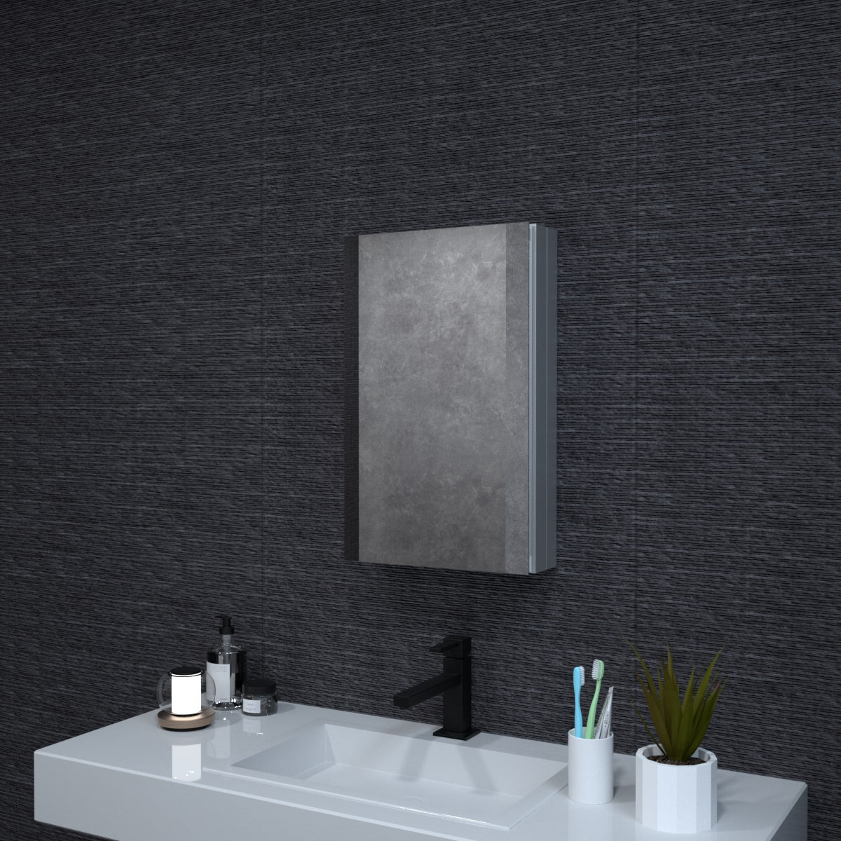 Commix 15 in. W x 24 in. H Silver Medicine Cabinet – Niveal